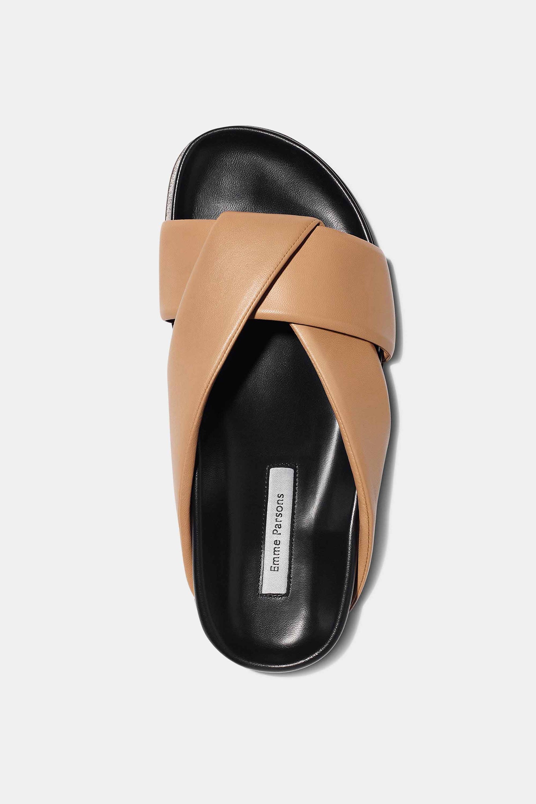 Folded Slide in Tan Plongé Nappa